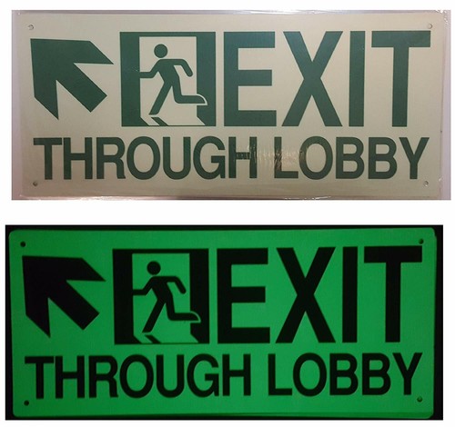 Exit Through Lobby UP Right Arrow Sign(Glow in The Dark Sign 7x16 ...