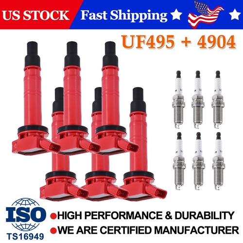 6X UF495 Ignition Coil + 6X Iridium Spark Plug Fits For Toyota Tacoma ...