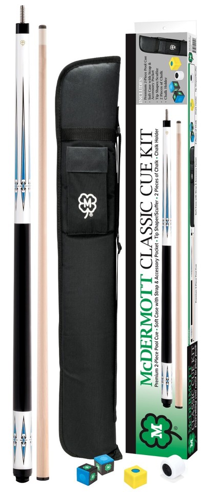 McDermott Pool Billiard Classic Cue Kit White-5 Items Included ...