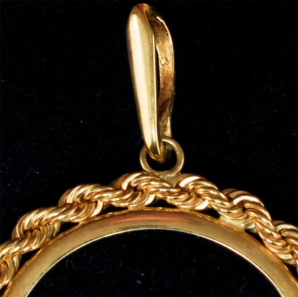 New 14K Solid Mexico 1/2 OZ Gold 4 Prong Style Rope Coin Bezel Frame | eBay