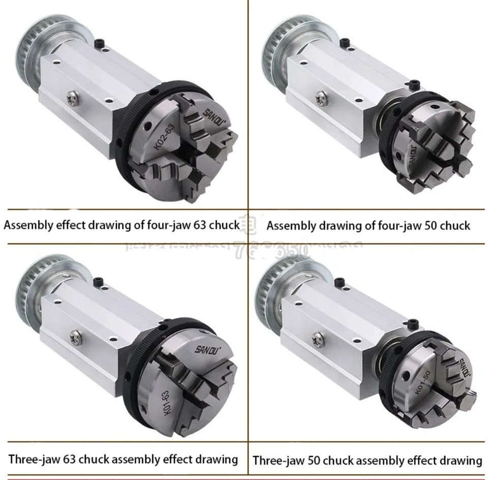 63Four-jaw Chuck Spindle Assembly Through Hole Small 50 Three-Jaw ...