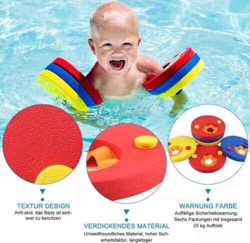Kids Arm Float Discs 6 Pcs Swimming Arm Bands Detachable Pool EVA Foam ...