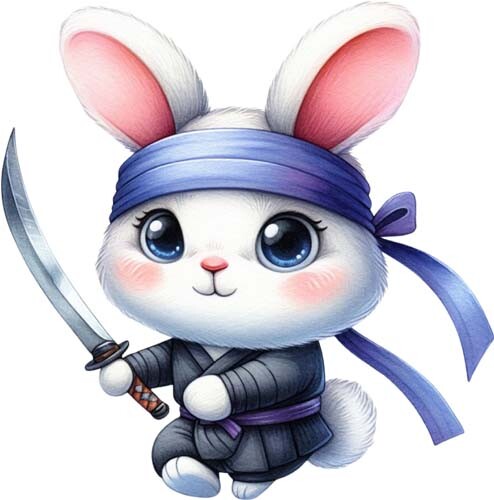 Colour Ninja Bunny Rabbit Wall Art Bedroom Motorhome Decor Vinyl ...