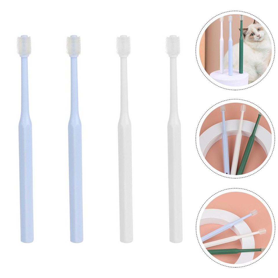 4 Pcs Pets Toothbrush Portable Dog Cat Oral Cleaning Toothbrush Pet ...