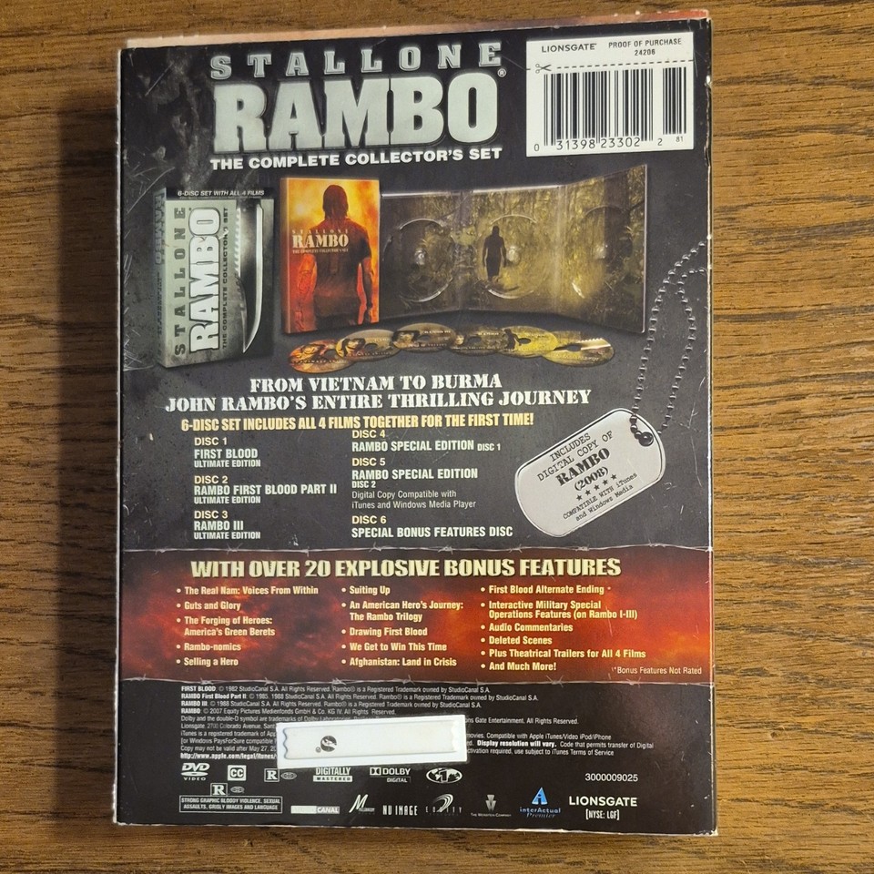LIONSGATE Rambo Complete Collector's Set DVD Sylvester Stallone Action ...