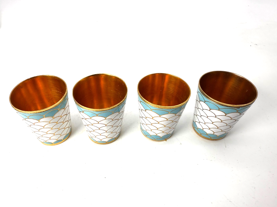 VINTAGE SET OF FOUR RUSSIAN ENAMEL VODKA SHOT GLASSES STOPKA CUPS | eBay