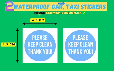 2 x Waterproof Stickers / KEEP CLEAN / Cars Van Taxi PCO PHD Home ...