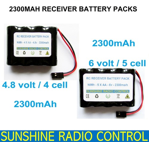 RC Receiver RX Battery Packs Premium 4.8 / 6v 2300mAh Flat NiMh AA ...