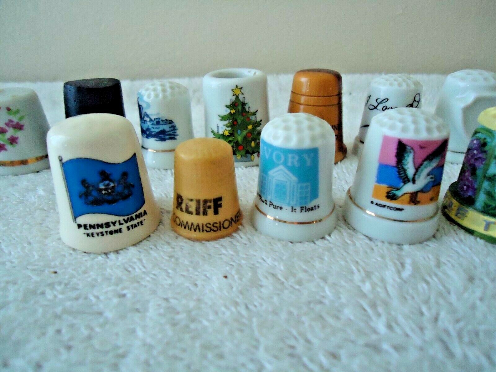 Vintage Mixed Lot Of Over 30 Thimbles Of Different Types,Sizes,etc ...