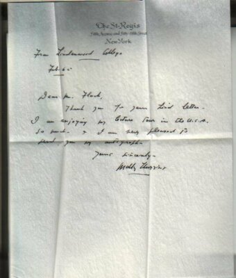 Lady Molly Huggins Autographed Handwritten Letter Wife of Jamaica ...