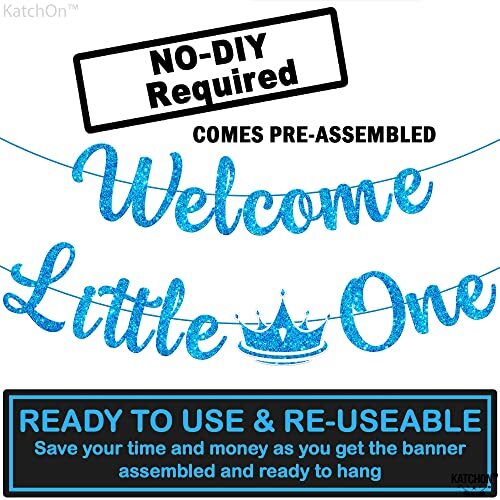, Glitter Welcome Little One Banner - 10 Feet, No DIY | Welcome Home ...