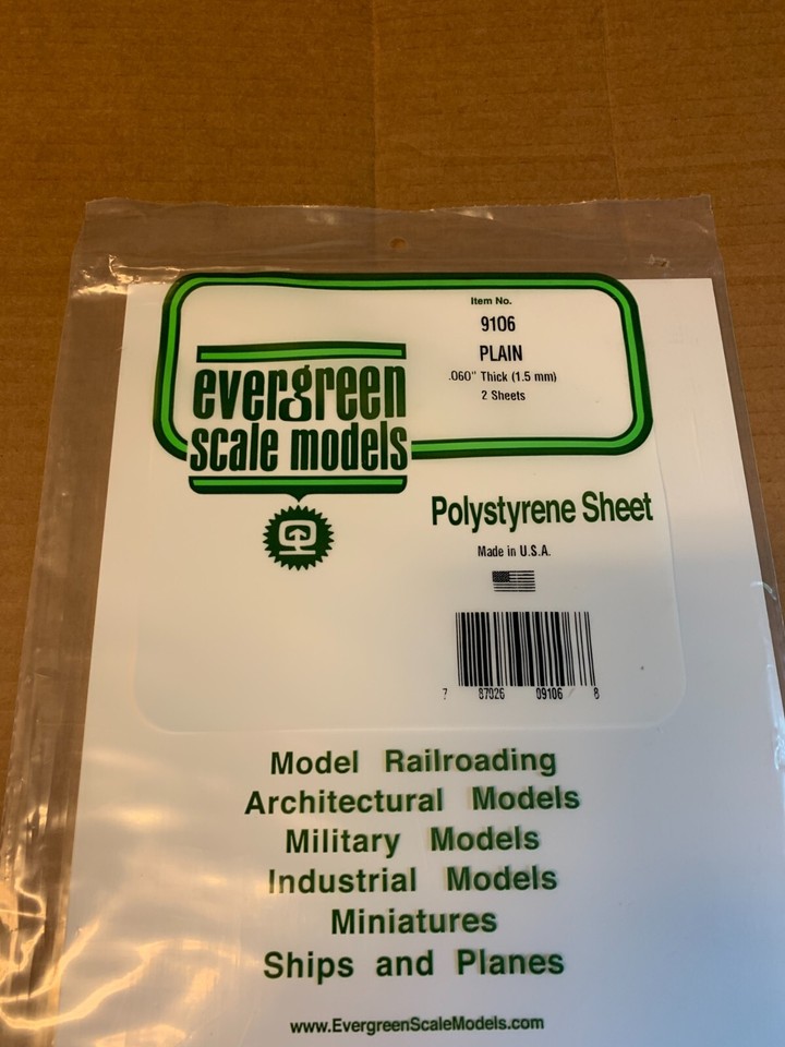Evergreen Sheet Plastic 21" x 6" x .060" 2 pieces Polystyrene White New ...