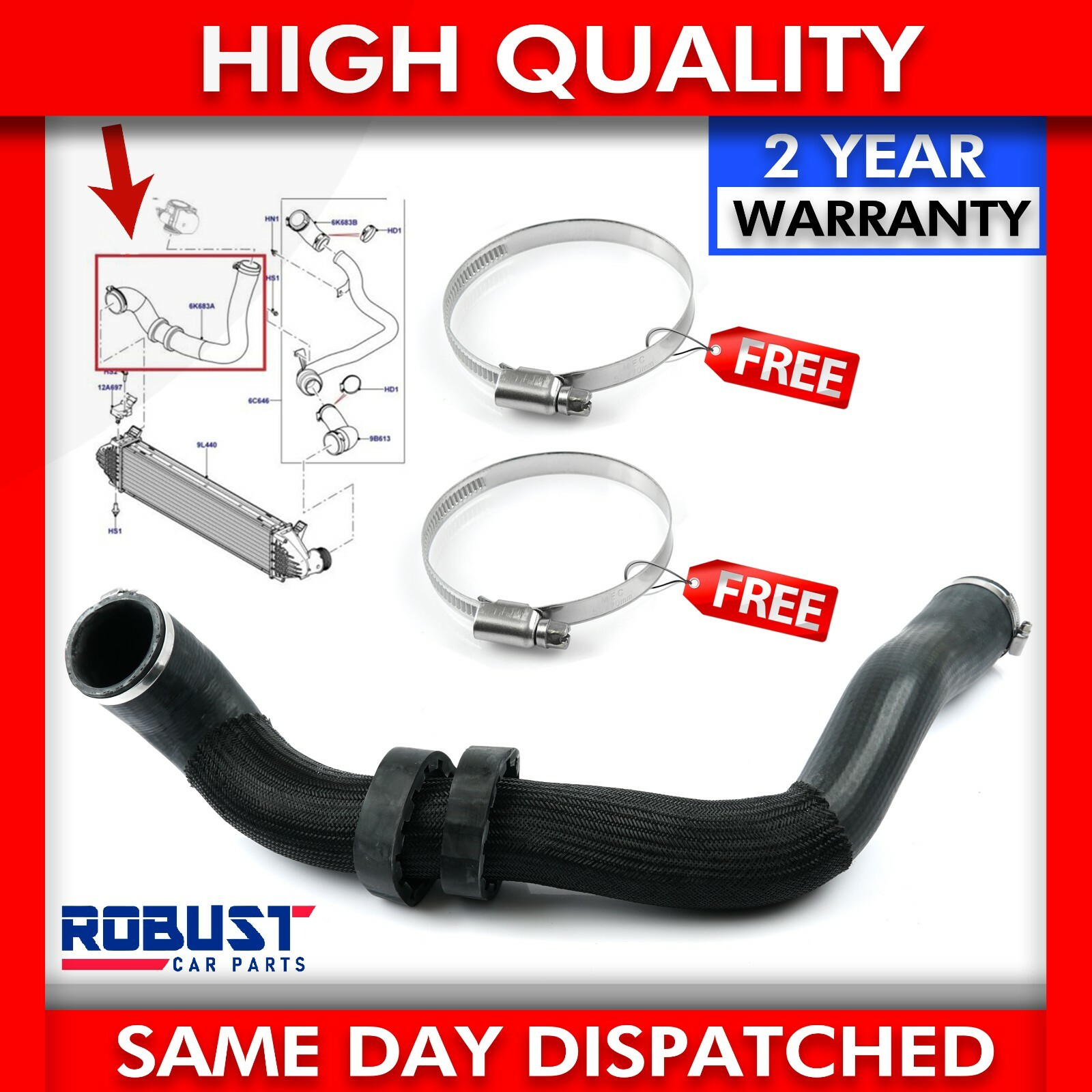 INTERCOOLER TURBO HOSE FOR LAND ROVER RANGE ROVER EVOQUE 2.2 DIESEL ...
