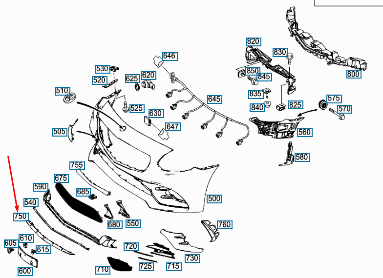 Mercedes-Benz SLK R172 Front Bumper Bottom Molding A1728855200 Genuine ...