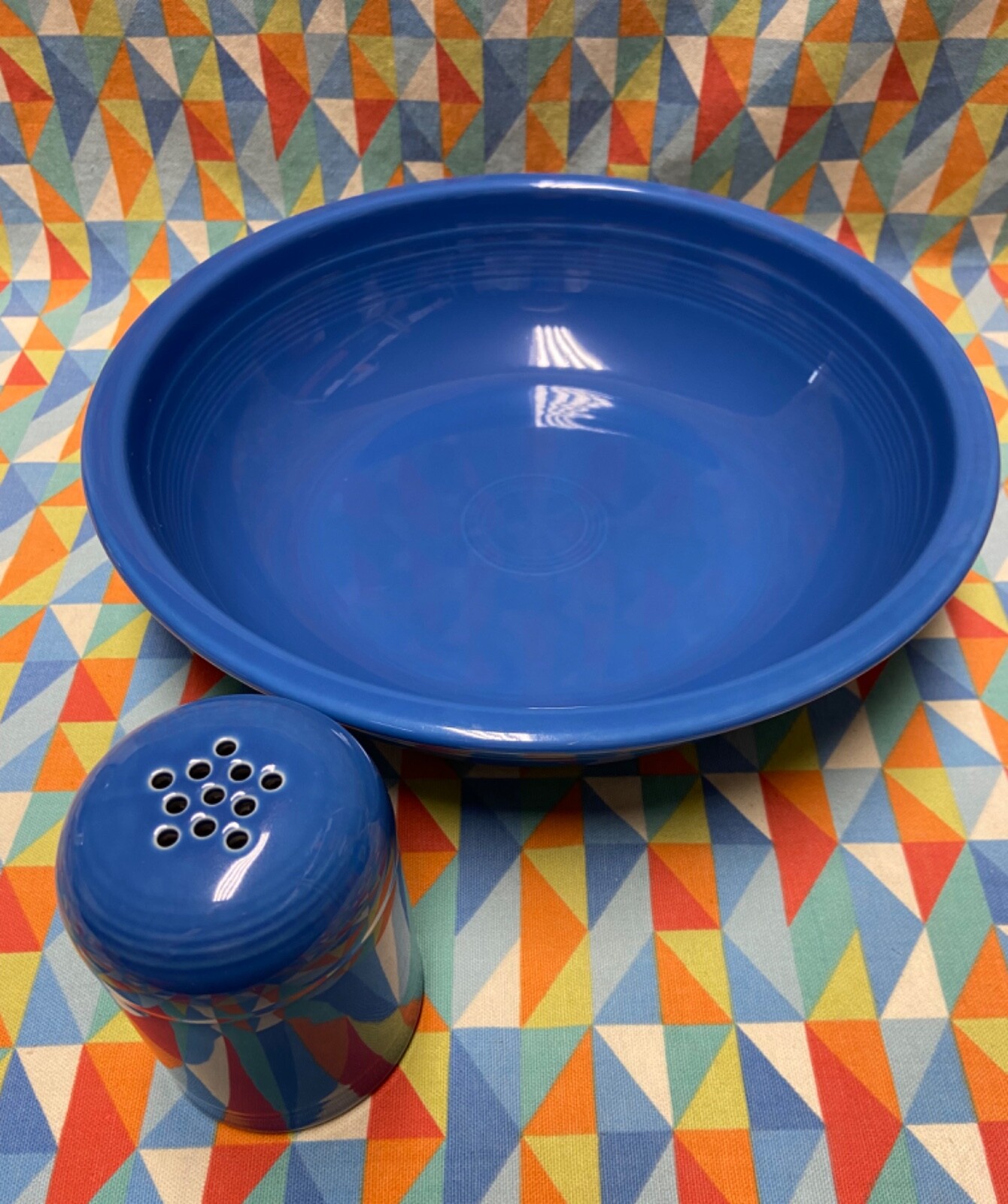 FIESTA NEW Lapis Blue SET large 12" Pasta serving BOWL Cheese shaker ...