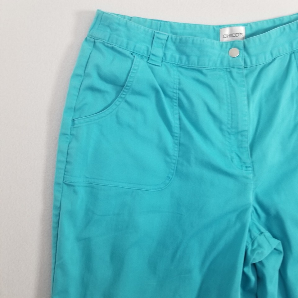 Chicos Capri Shorts Women 3 Blue Capri Pants Lightweight Cropped ...