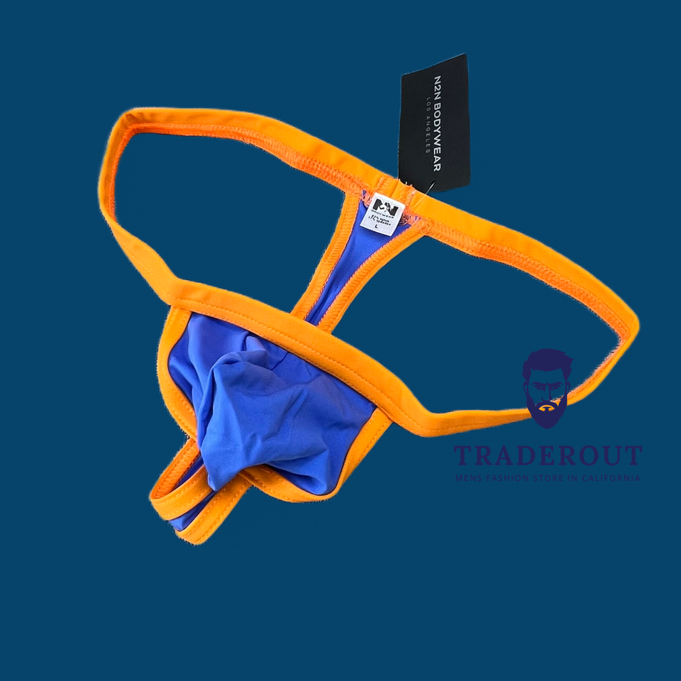 N2N Bodywear Men BLUE with orange trim BOLD swim Thong swimwear ...