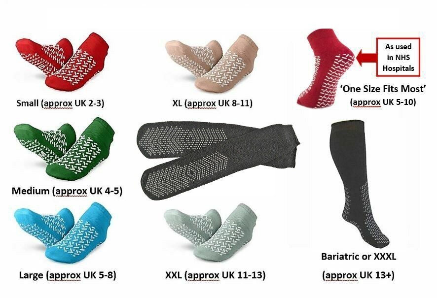 Non Skid Hospital Socks Non Slip Tread Yoga Patient Fitness Travel ...