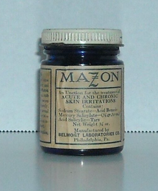 Cobalt Blue Glass Jar - MAZON - Belmont Lab's Inc. - With Original ...