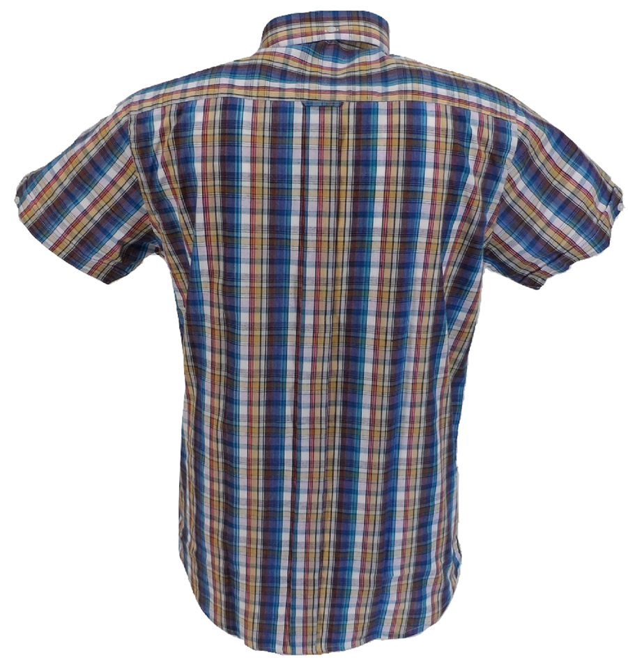 Ikon Original Blue Multi Checked Short Sleeved Button Down Shirts | eBay UK