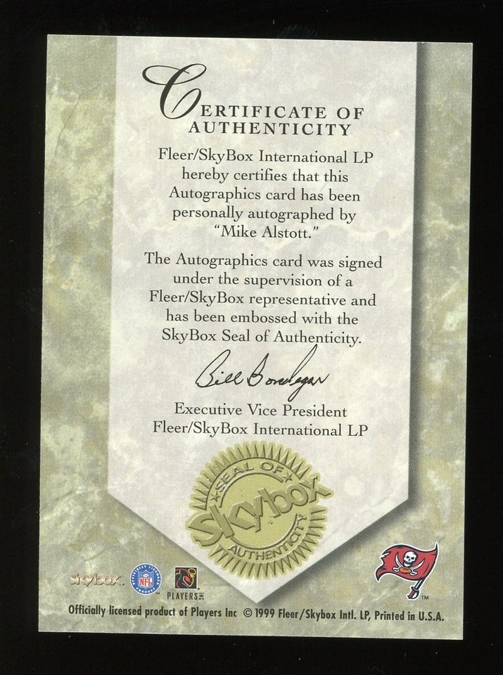 1999 Skybox Premium Autographics Mike Alstott Auto | eBay