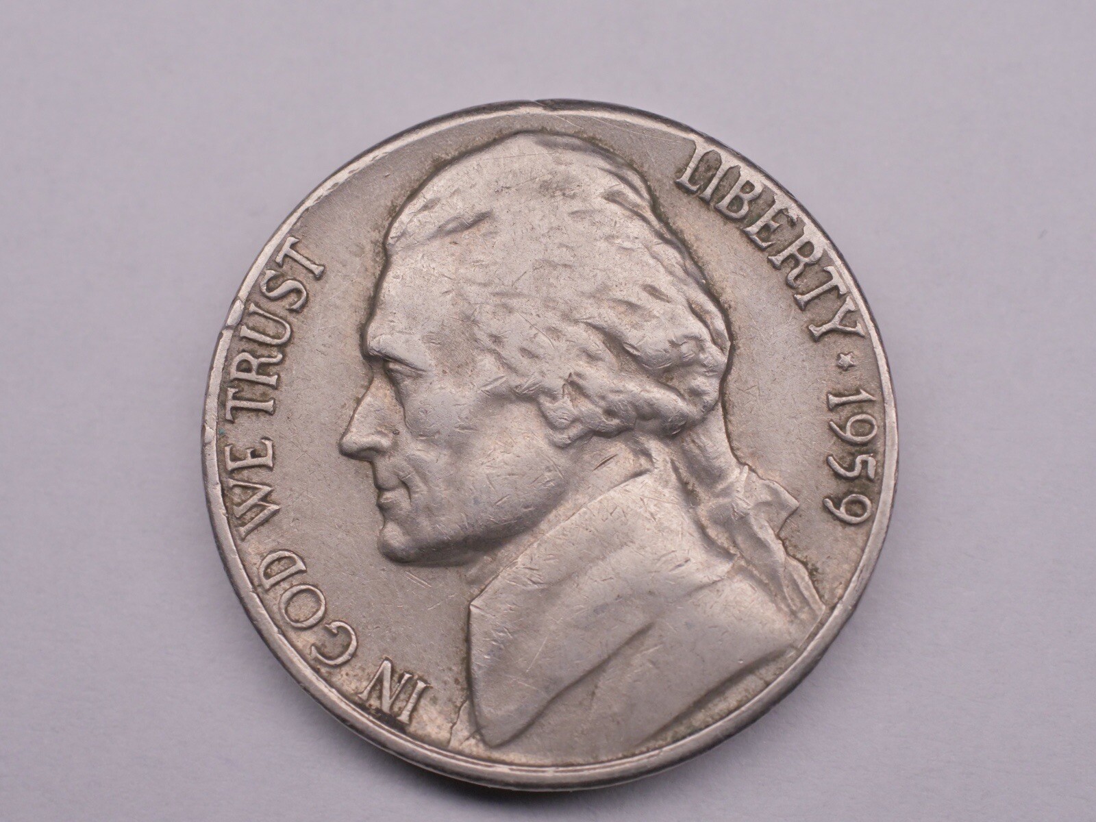 RARE 1959 D Jefferson Nickel Error Double Staple Coin - Retained Strike ...