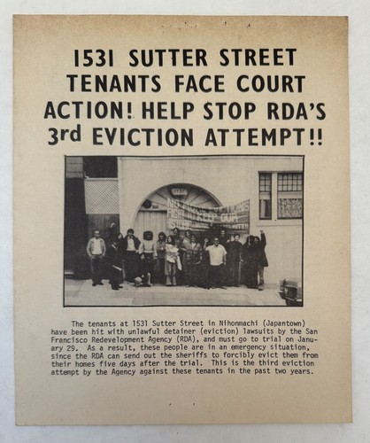 Committee Against Nihonmachi / 1531 Sutter Street Tenants Face Court ...