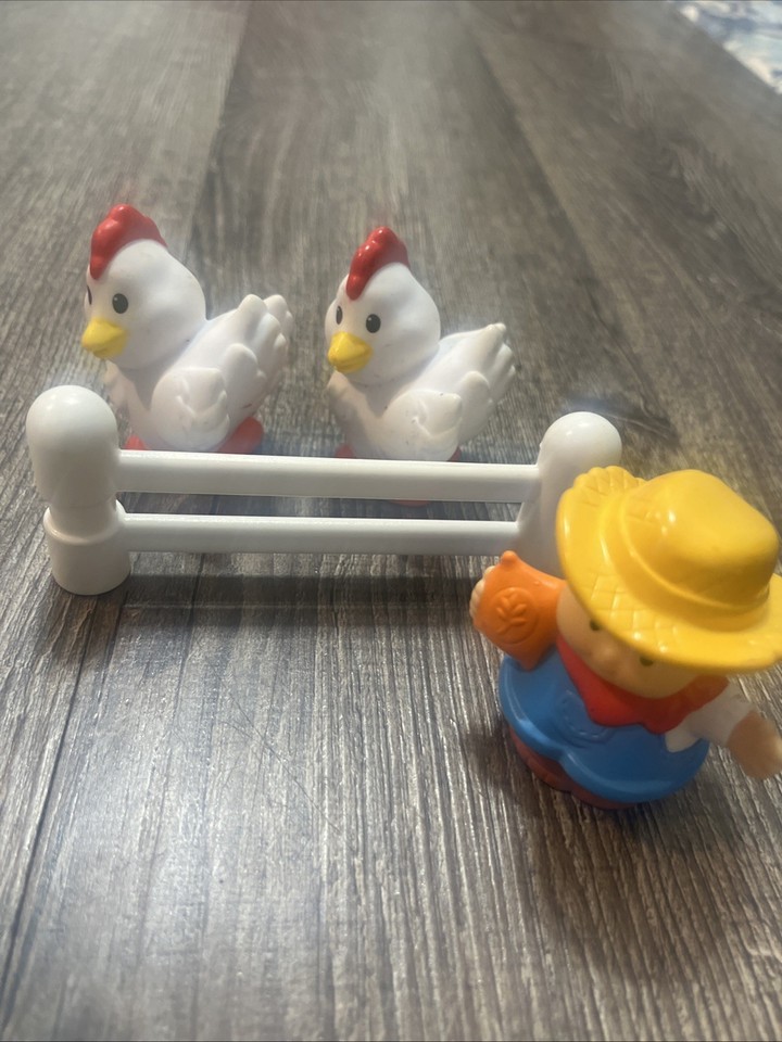 Fisher Price Little People Cow Horse Chickens Fence Farm Farmer Lot 8 ...