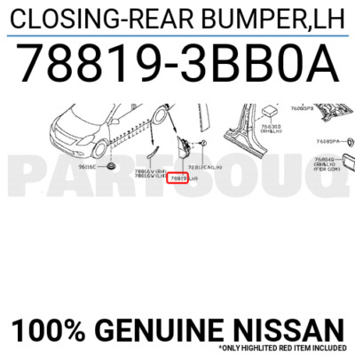 788193BB0A Genuine Nissan CLOSING-REAR BUMPER,LH 78819-3BB0A | eBay