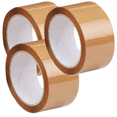 Brown Buff Tape Parcel Packing Packaging Sellotape Box Sealing 48MM x ...