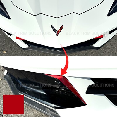 For Corvette 2020-2024 C8 Red Fang Front Bumper Accent C8R R Stingray ...
