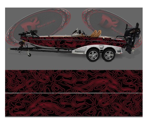 Red contour line Boat Wrap Kit 3M Cast Vinyl multiple sizes | eBay