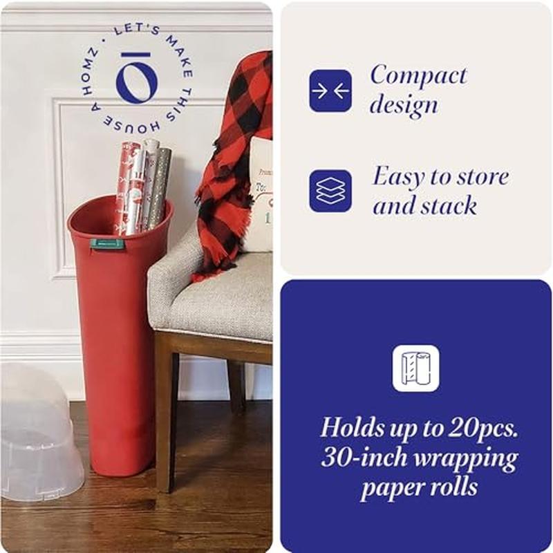 2-Pack Vertical Gift Wrap Storage Organizer Plastic Container Wrapping ...