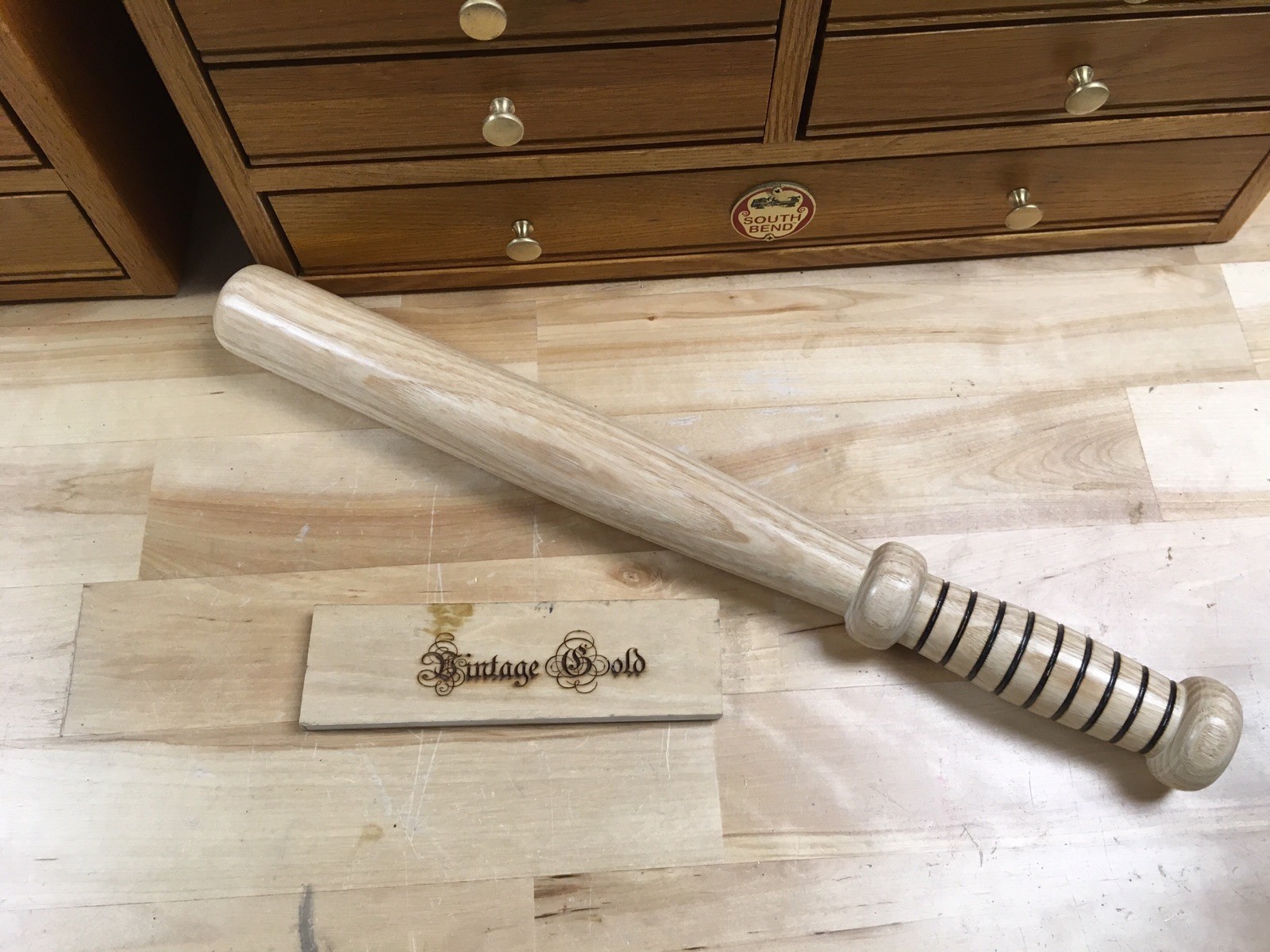 Vintage Gold Blacksmith Biker Demolition Fish Tire Thumper Baseball bat ...