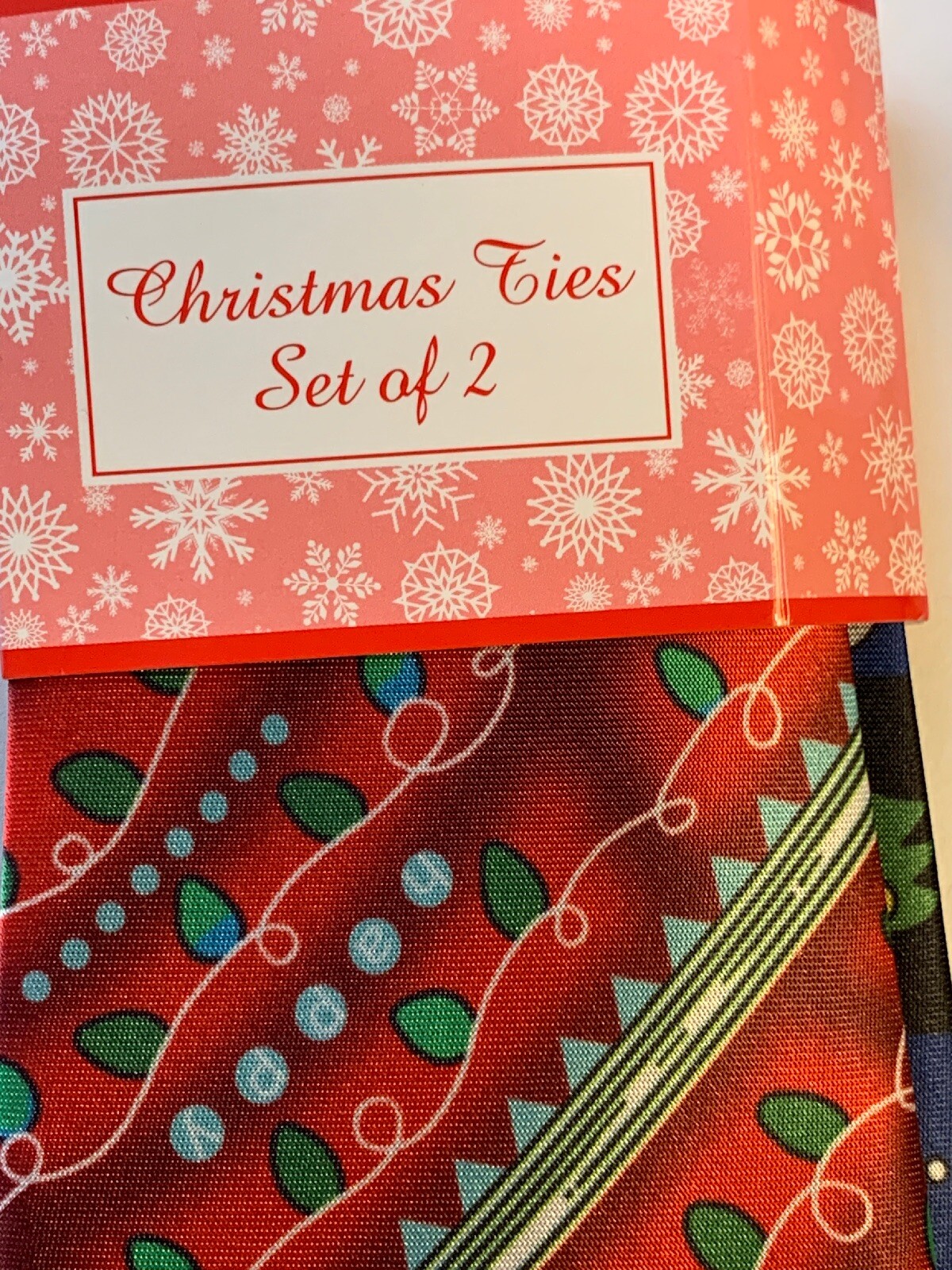 Set Of 2 Christmas Holiday Ties Chrismas Light, Snow Man | eBay