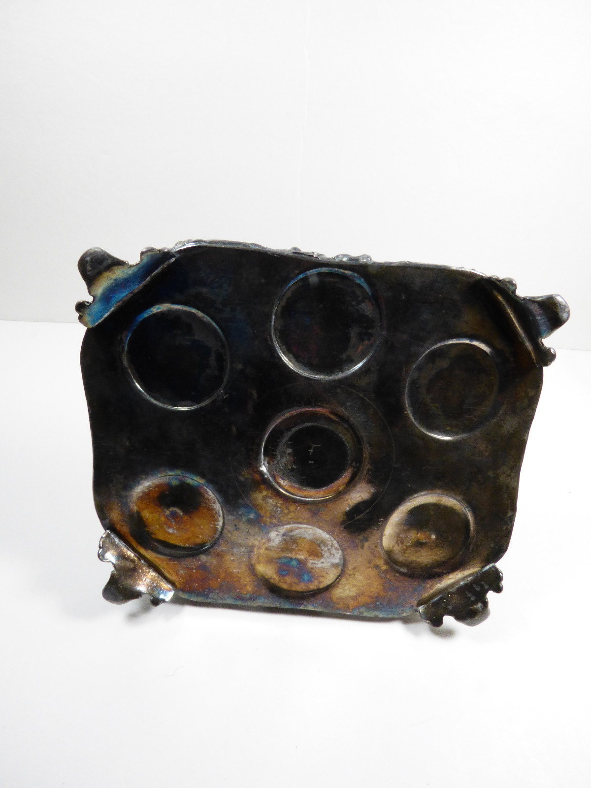 Antique Victorian silverplate condiment cup spoon cruet castor holder ...