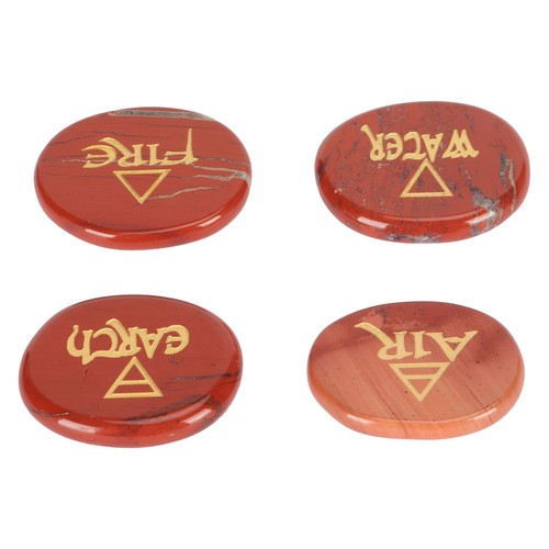 4 Elements Assorted Stones Engraved Triangular Symbols Rune Stones ...