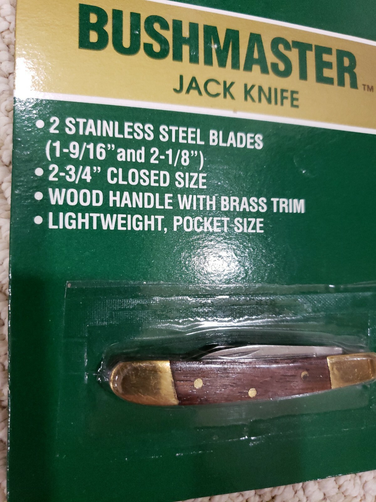 Bushmaster Stainless Steel Pocket Jack Knife-2 Blades: 2 1/8" & 1 9/16 ...