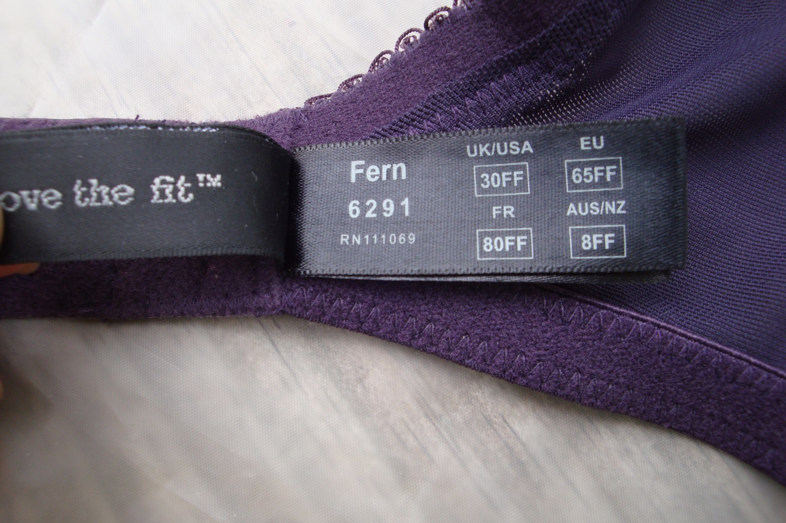 Panache Superbra Balconnet Bra Purple Floral Sheer "love the fit" Sz US ...