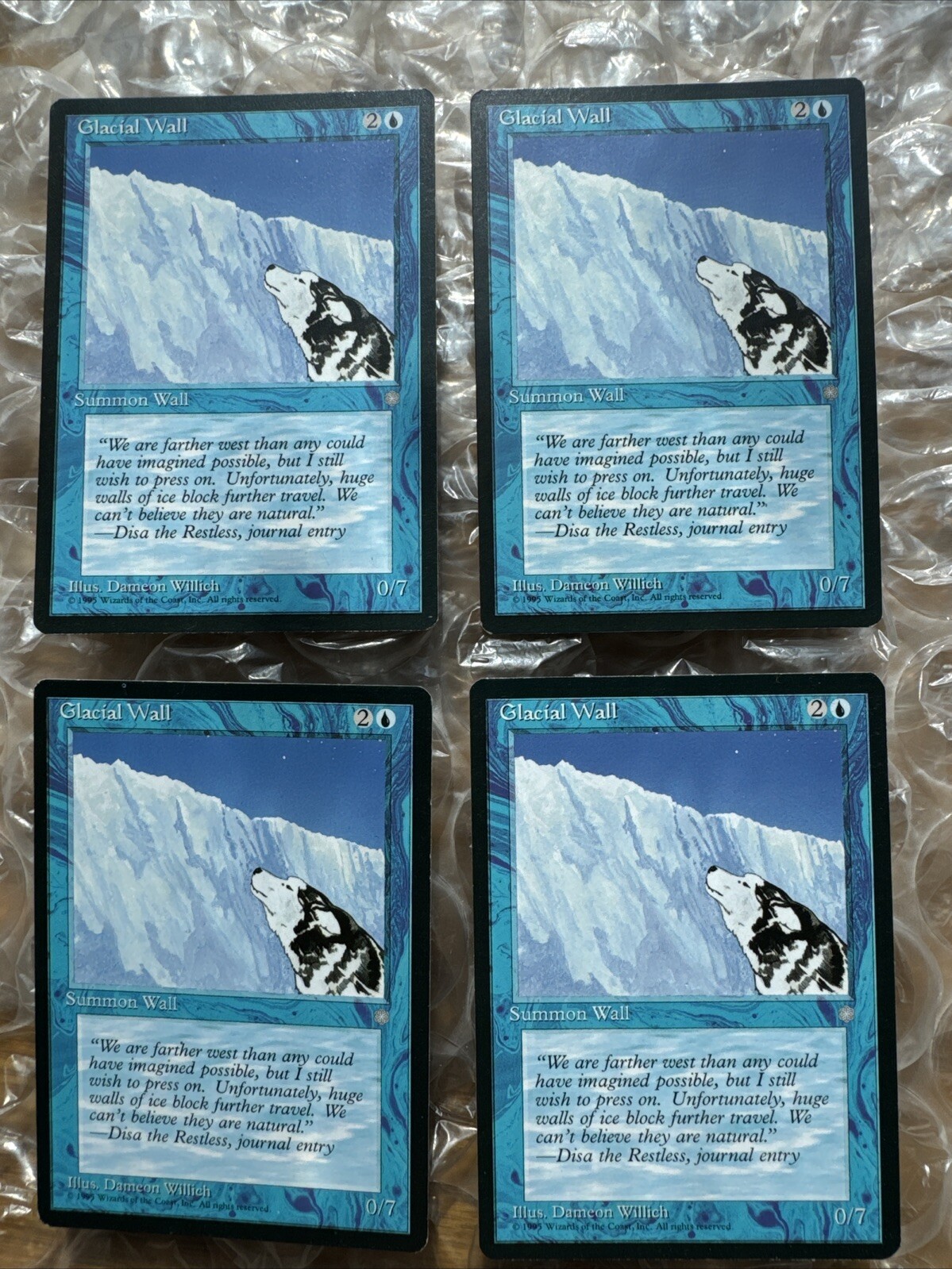 Set Of 4 (x4 4x) Glacial Wall Ice Age 1995 MTG Magic The Gathering ...