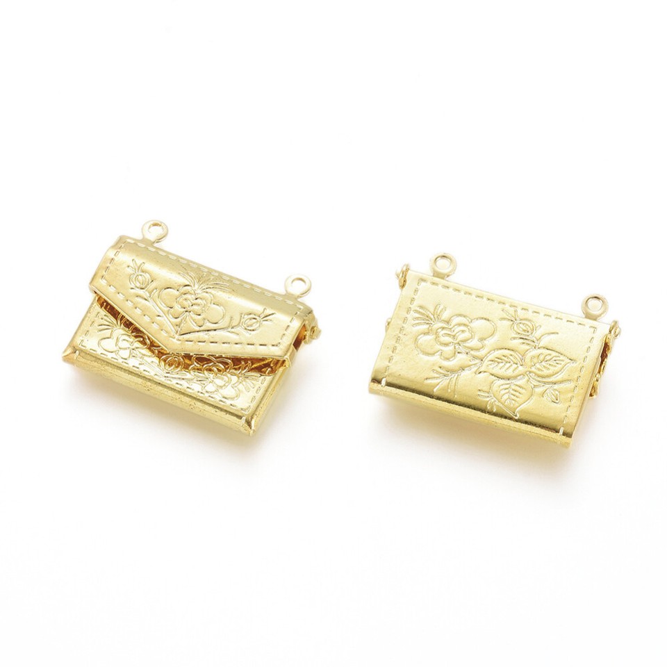 Envelope Locket Charm Connector Movable Realistic Letter Jewelry Gold ...