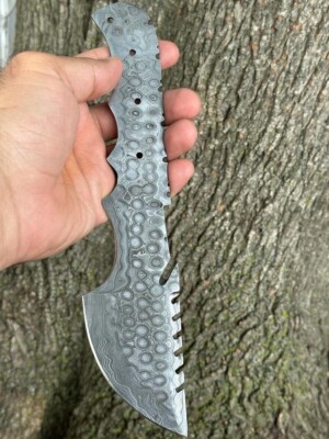 FULL TANG CUSTOM DAMASCUS STEEL HUNTING TRACKER KNIFE BLANK BLADE ...