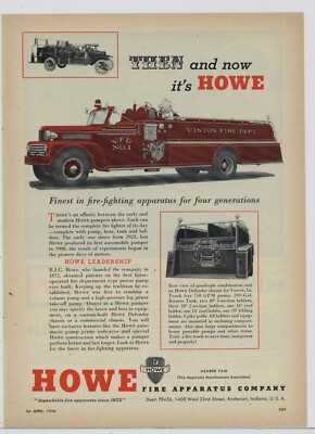 1922 Howe Fire Apparatus Ad: Vinton Iowa Fire Department Truck Pictures ...