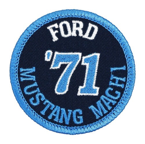 1971 Ford Mustang Mach 1 Embroidered Patch Black/Aqua Iron-On Sew-On ...