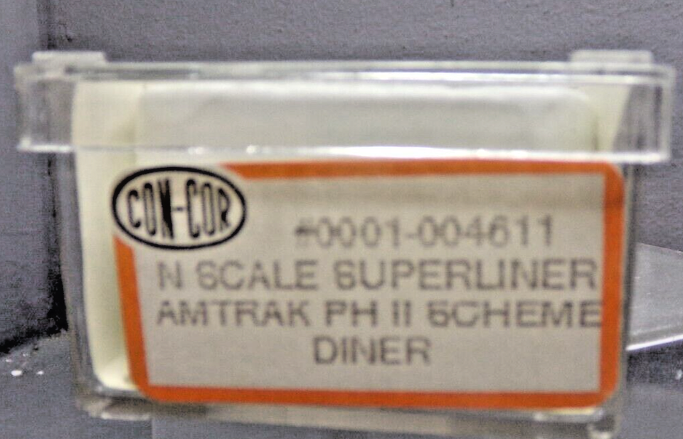 CON-COR N-SCALE PASSENGER CAR SUPERLINER AMTRAK PH II SCHEME DINER NOS ...