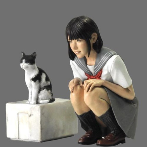 1:20 resin figures model kit miniature Beautiful girls and cats R137 ...