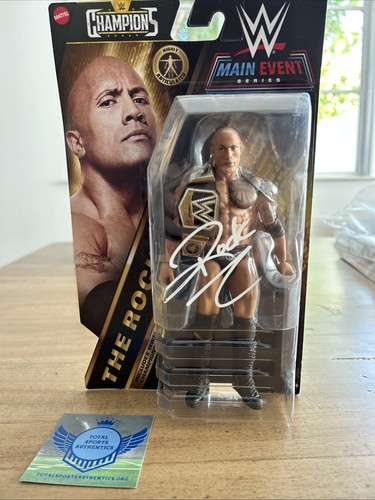 RARE The Rock SIGNED WWE Mattel Basic Main Event Champions Series 5 ...