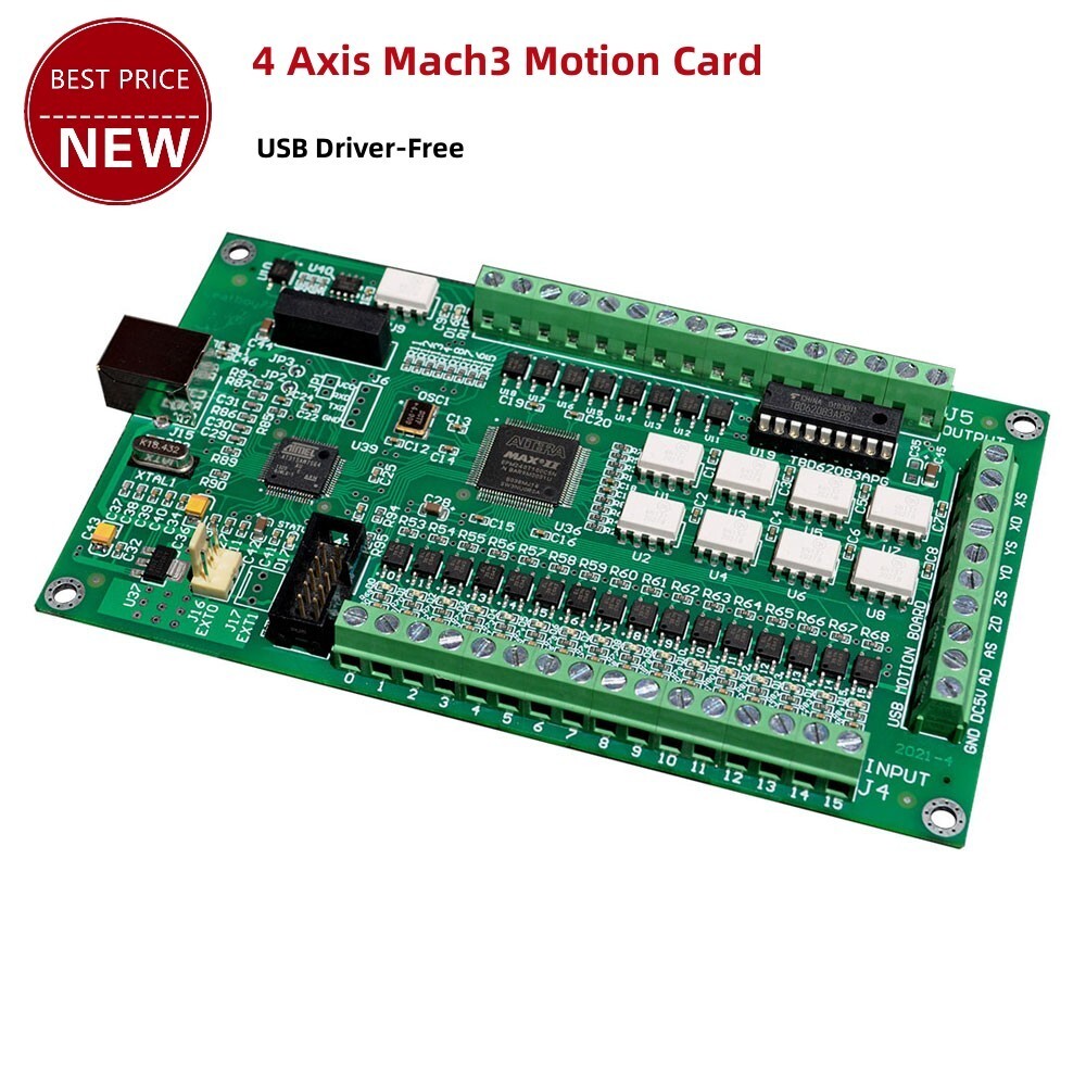 4-Axis Mach3 Motion Card Controller CNC Breakout Board USB Driver-Free ...