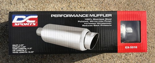 Ex-5016 DC SPORT UNIVERSAL STAINLESS SLANT TIP MUFFLER 2.25" INLET / 3. ...