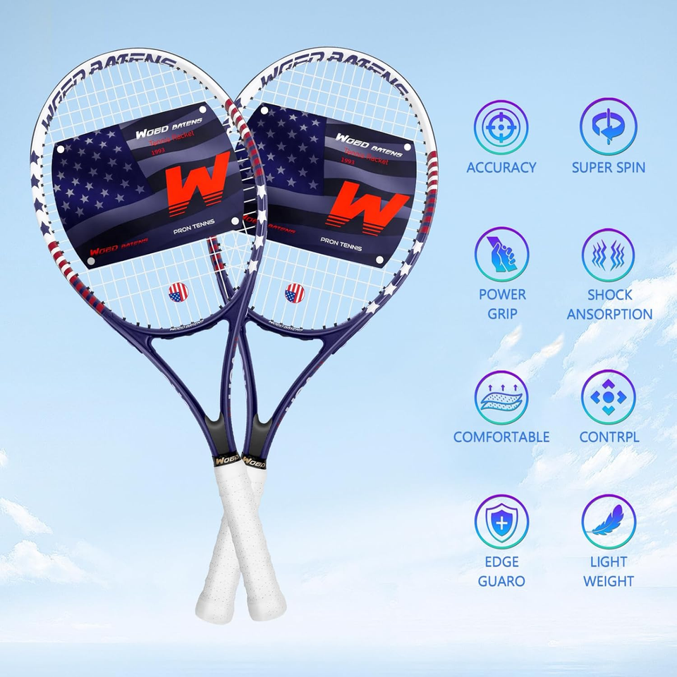 Tennis Rackets for Adults 27 Inch Tennis Racquets Set Included Tennis ...